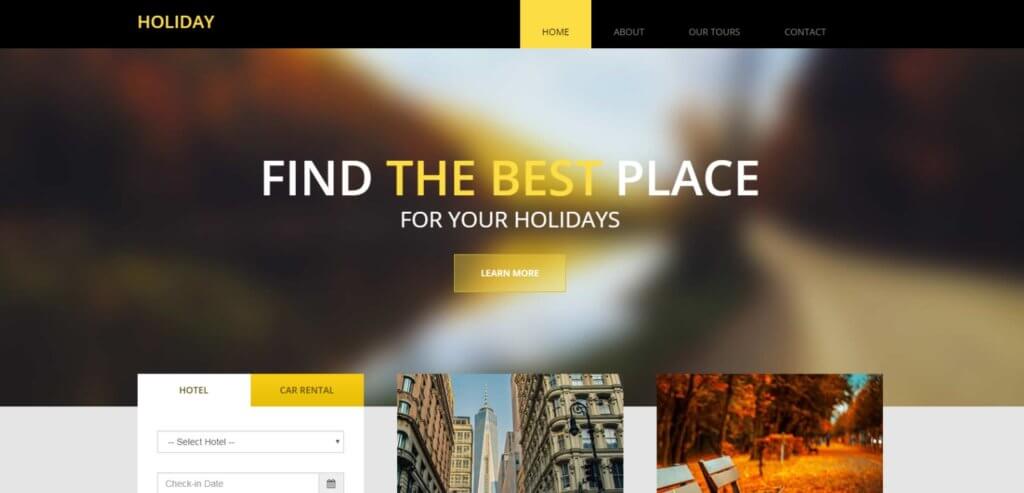 Download free hotels and flights travel Landing Pages (HTML, PSD)