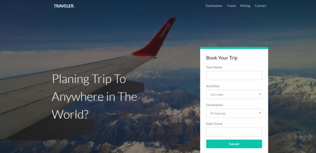 Download free hotels and flights travel Landing Pages (HTML, PSD)