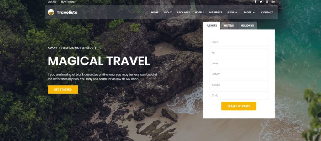 Download free hotels and flights travel Landing Pages (HTML, PSD)