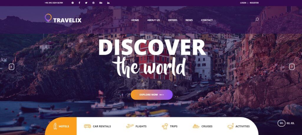 Download free hotels and flights travel Landing Pages (HTML, PSD)