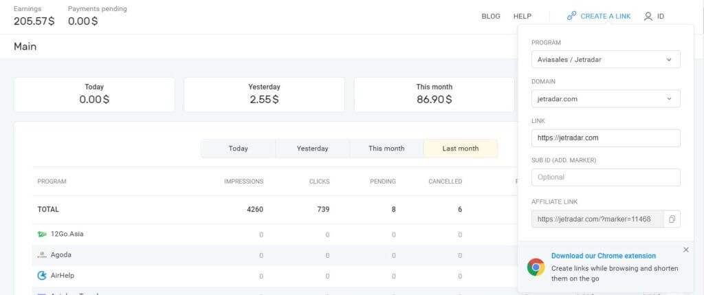 Dashboard Updates To Personal Account | Travelpayouts