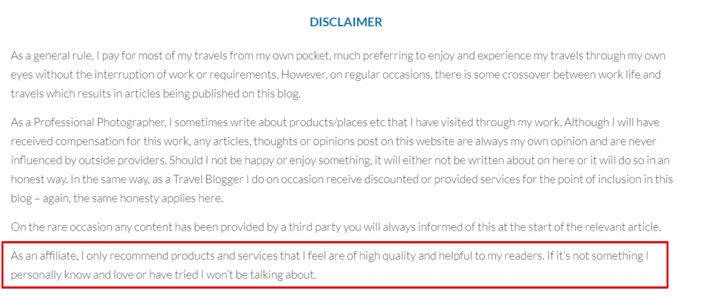 Blogger Affiliate Links Disclosure Examples and Tips — Travelpayouts